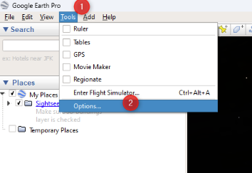 Activate the support for the 3D mouse in Google Earth Desktop