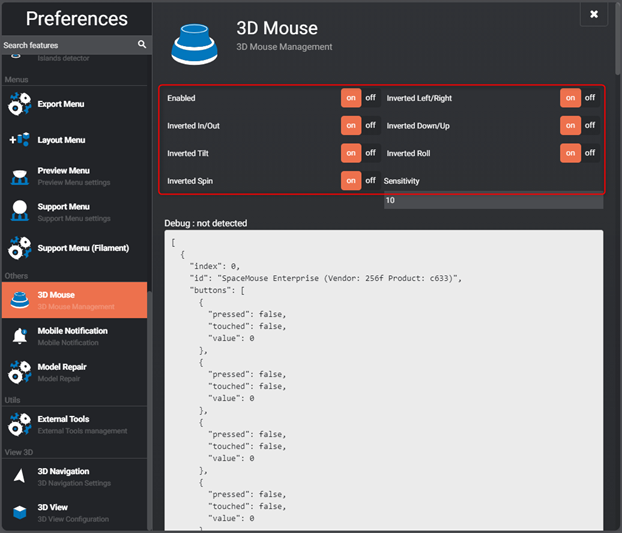 SpaceMouse settings – Lychee Slicer - 3Dconnexion GR