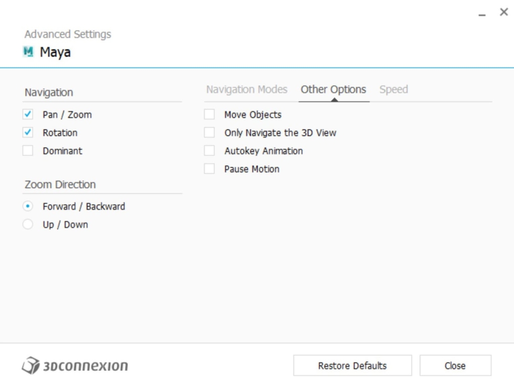 Other Options - Autodesk Maya • 3Dconnexion UK