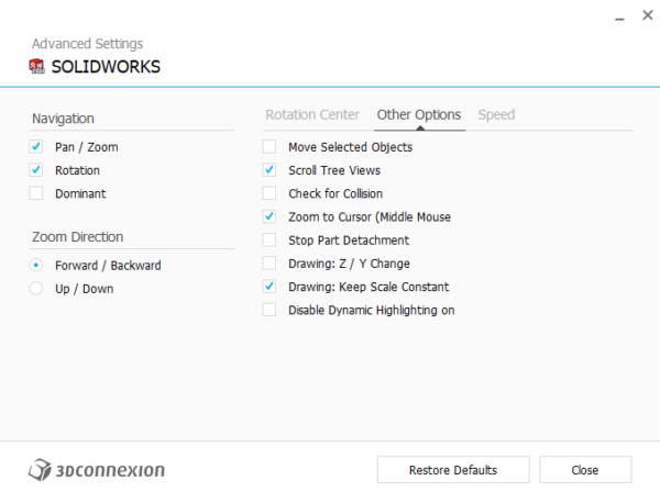 Other Options - SOLIDWORKS • 3Dconnexion UK