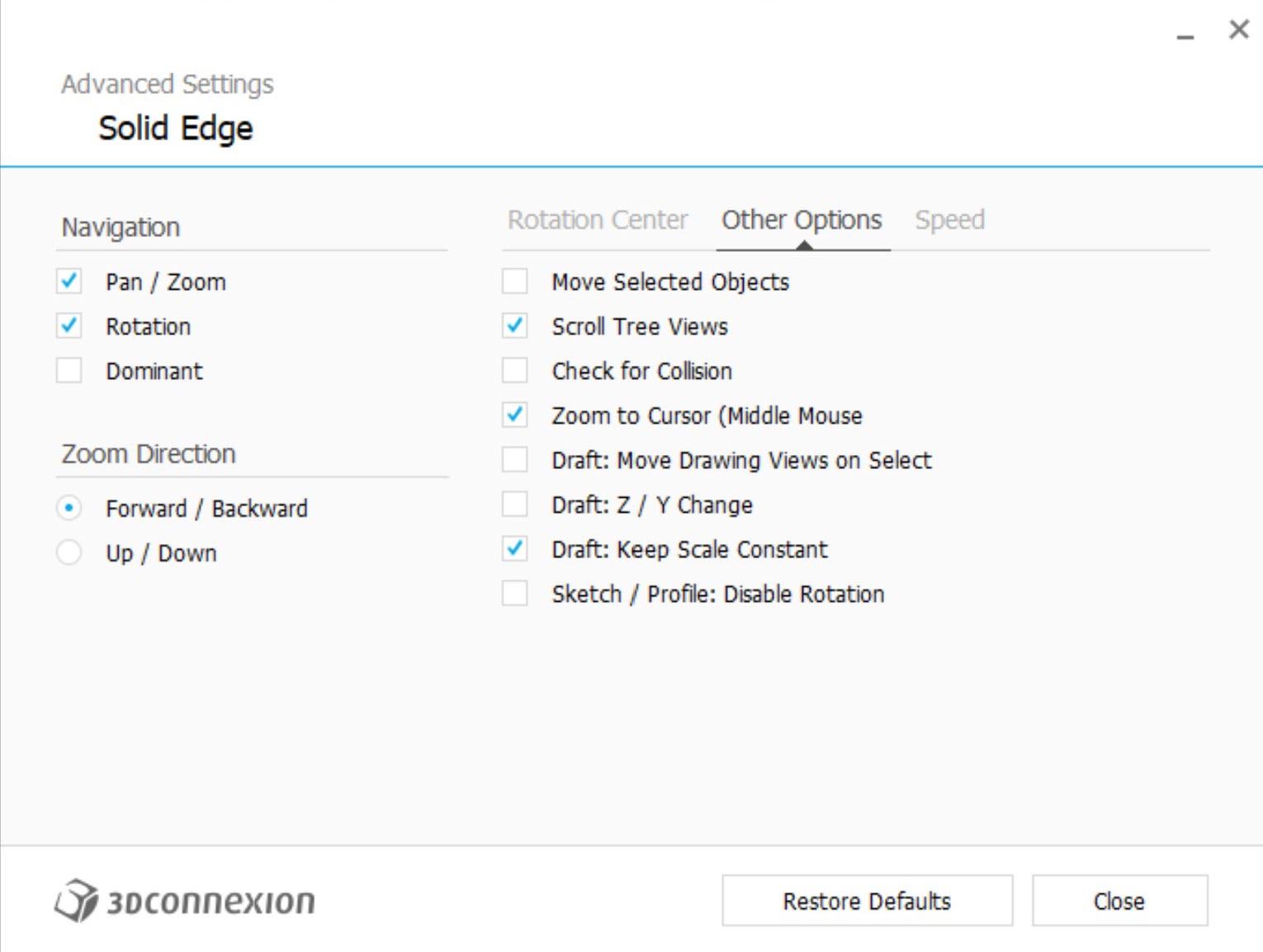 Other Options - Solid Edge - 3Dconnexion US