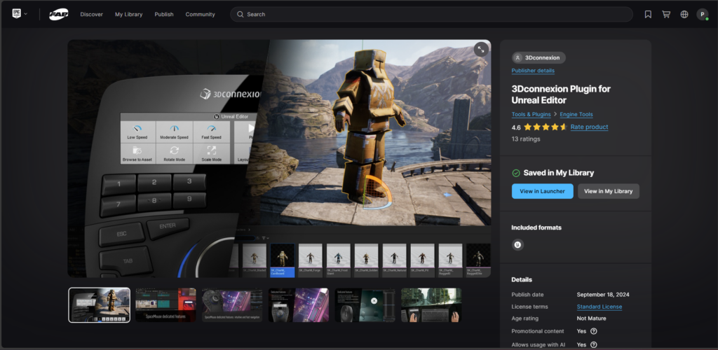 3Dconnexion Plugin for Unreal Editor Version 5.4 and higher ...